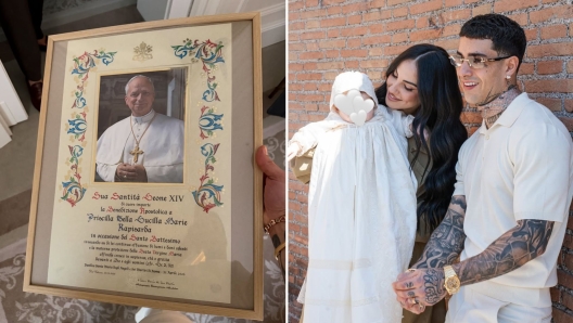 Tony Effe e Giulia De Lellis, il battesimo a Roma della figlia ...
