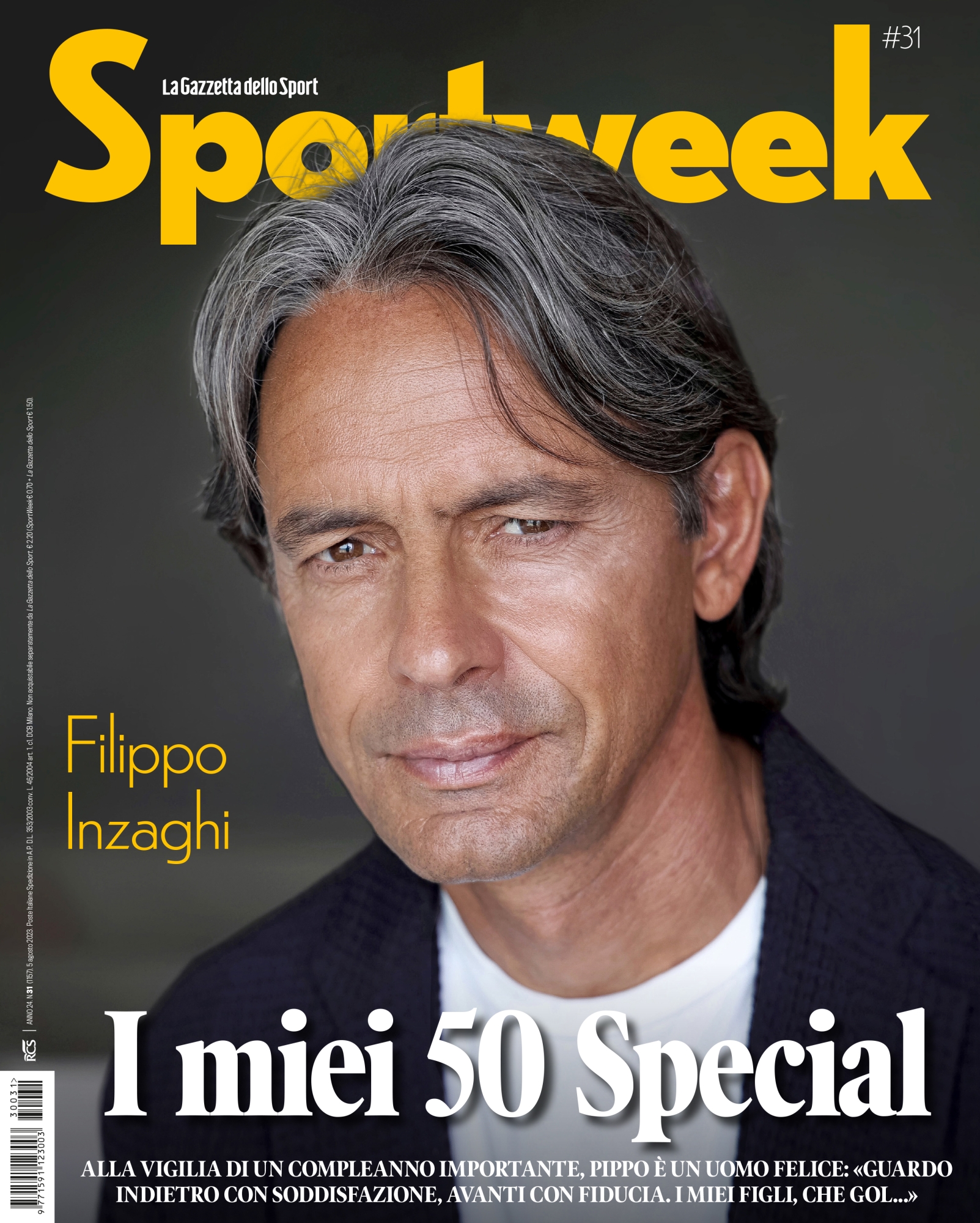 Su Sportweek i 50 anni di Filippo Inzaghi, Delneri e il ritiro di ...